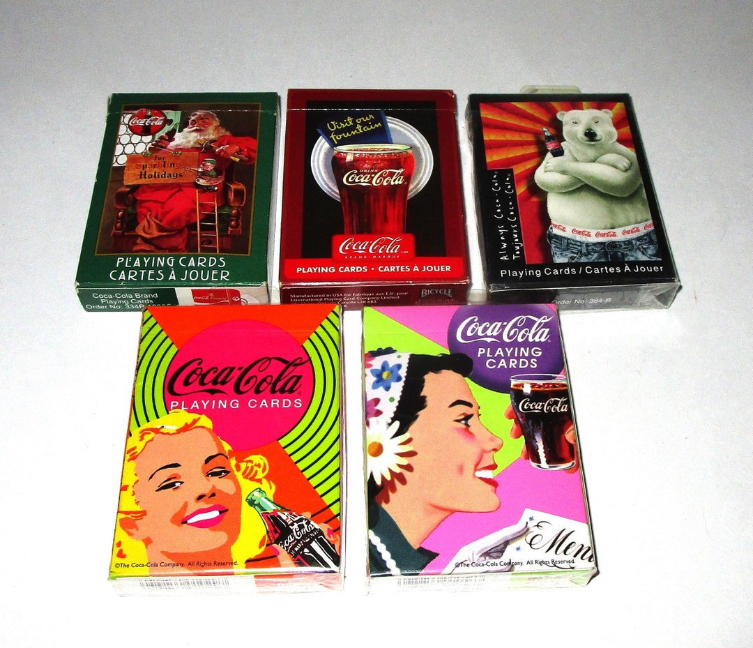 Coke Playing Cards 90s Coca Cola Advertising Cards NIP 5 Packs - Etsy ...