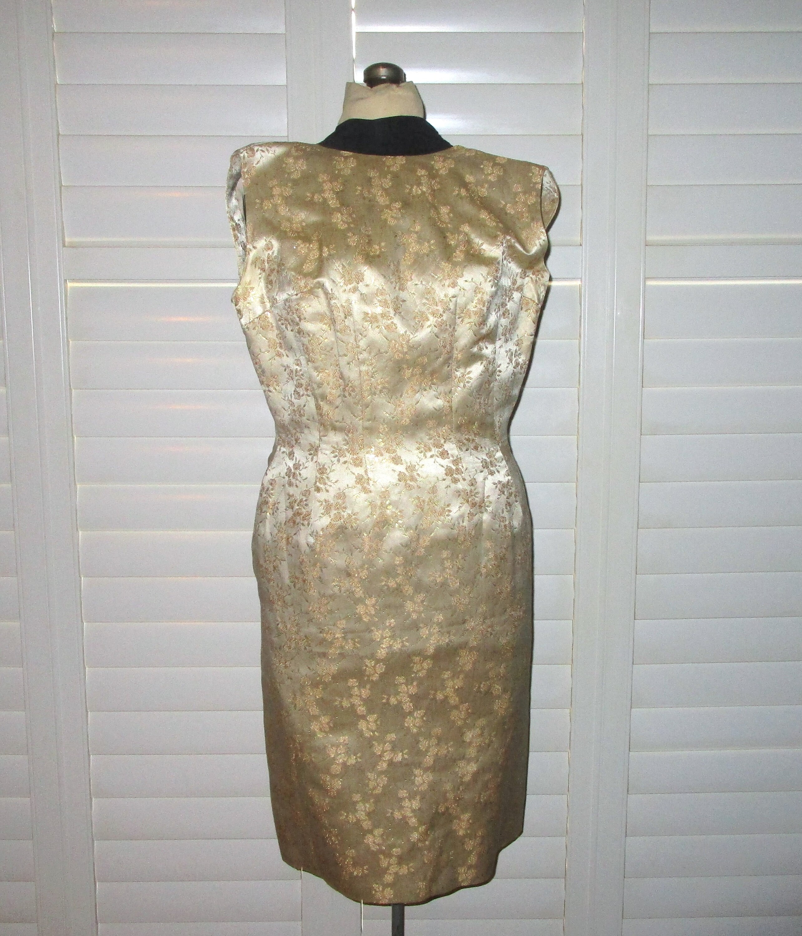 60s Brocade Dress Gold and Cream Sheath With Matching Jacket S - Etsy