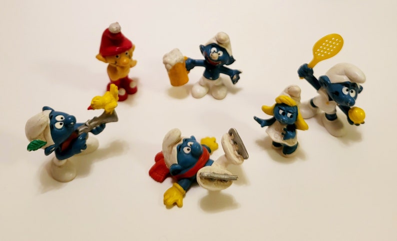 80s Smurfs Figures and Bobblehead With Empire Giggle Smurf 7pc - Etsy