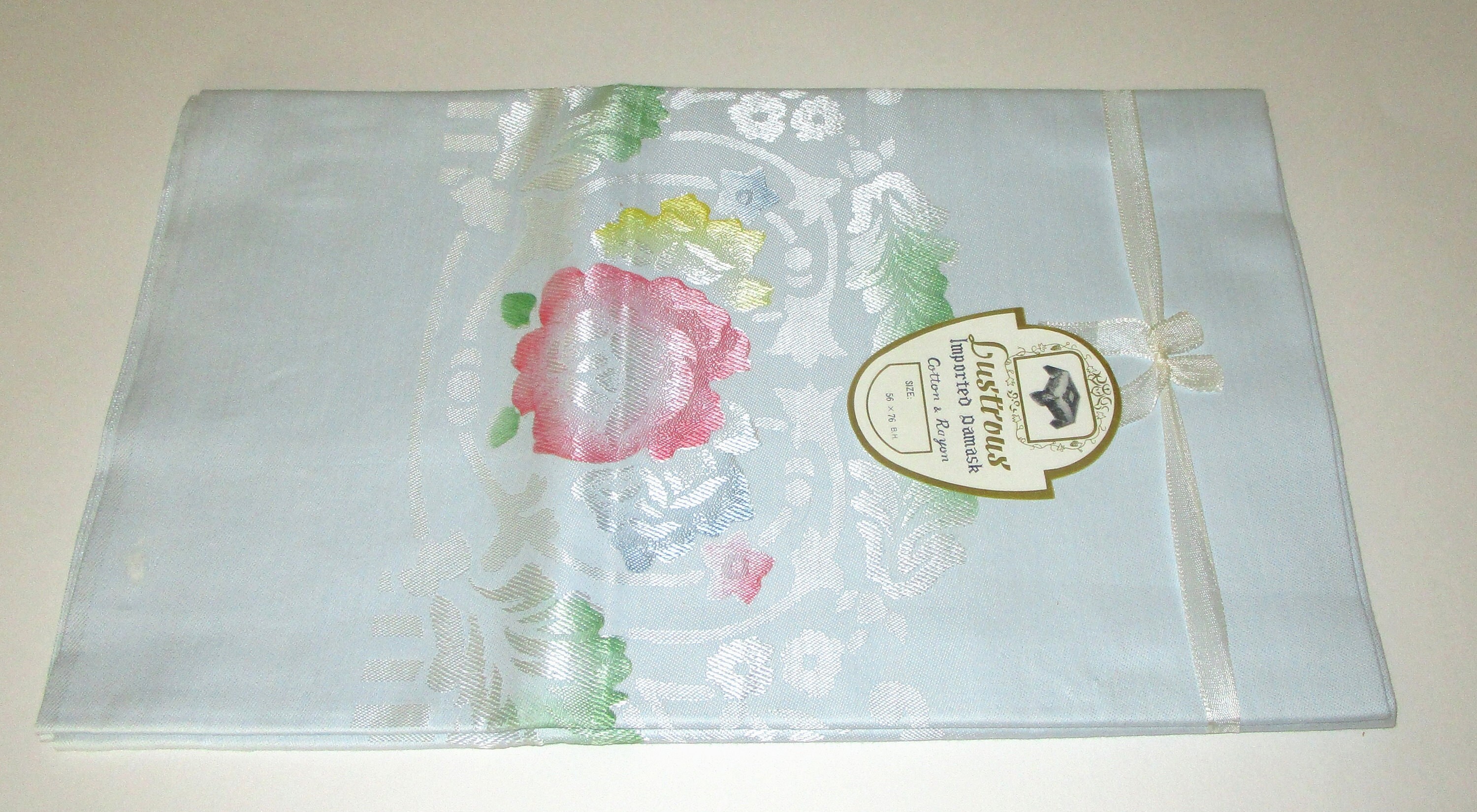 Vintage Tablecloth Blue Damask Rectangular Tablecloth 56x76 - Etsy