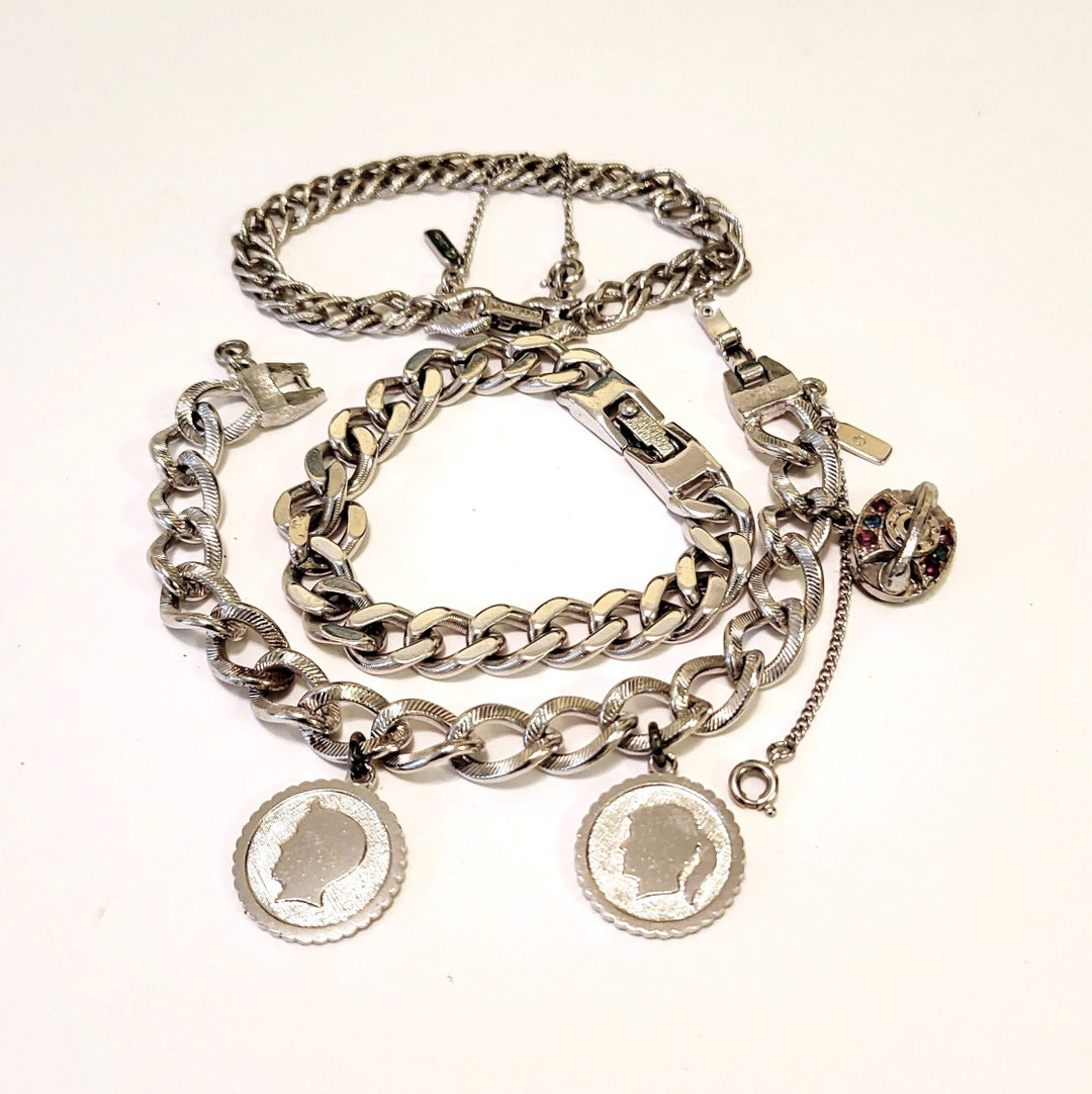 Vintage Monet Charm Bracelets With Charms Set of 3 - Etsy