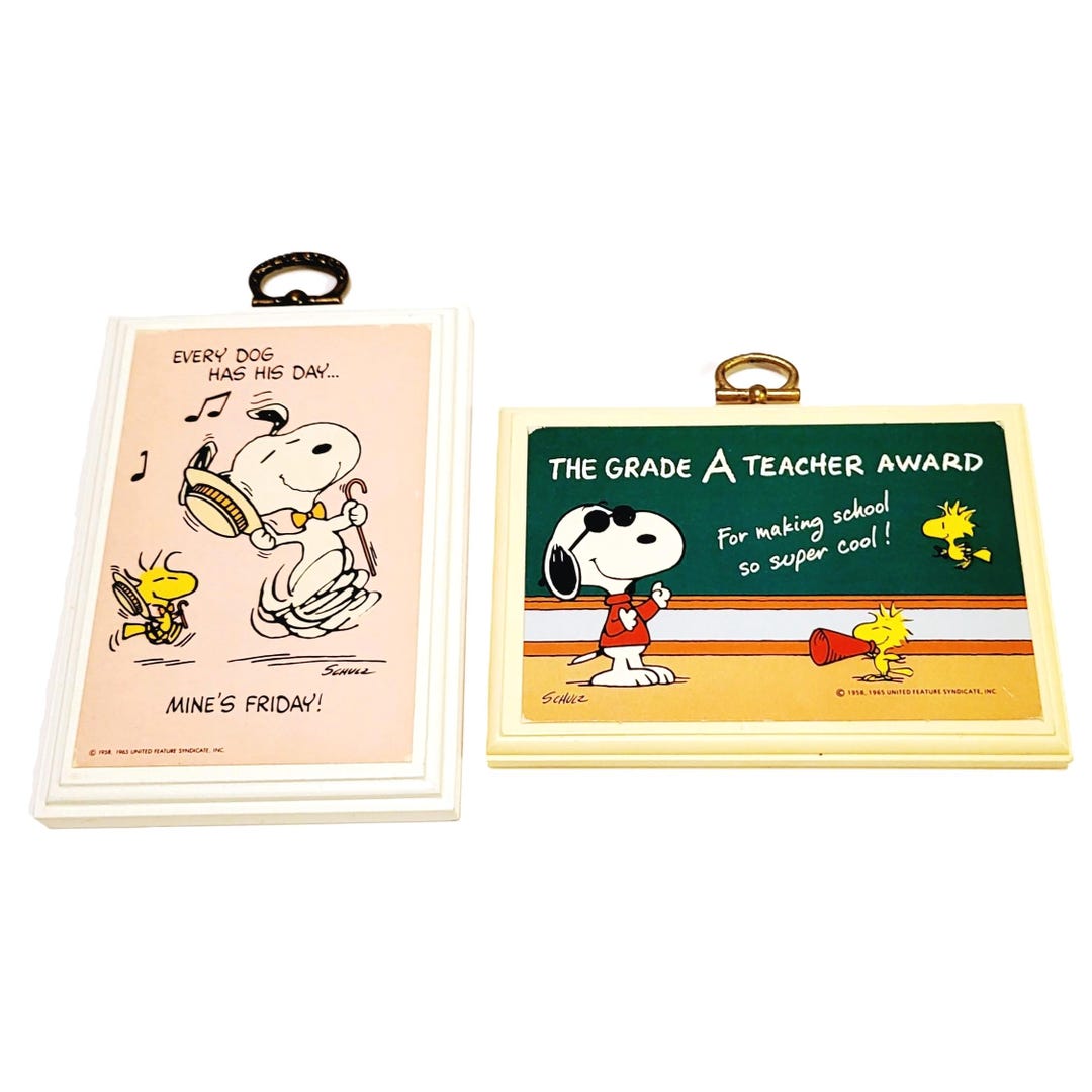 80s Snoopy Wood Plaques for Teacher Humorous Wall Art 2pc - Etsy