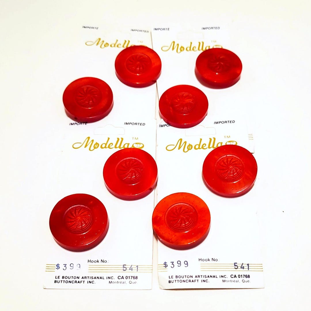 Vintage Buttons on Cards Large Candy Red Shank Lot 8pc - Etsy