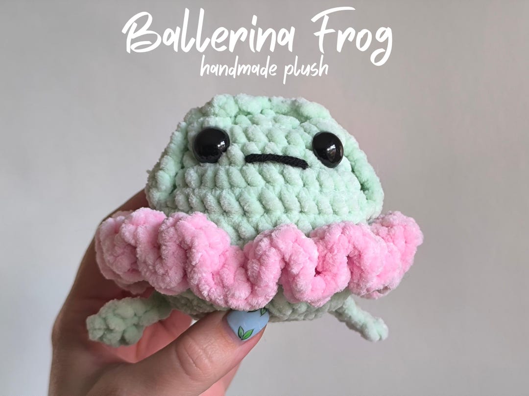 Grumpy Ballerina Frog Plush – Handmade Frog Plush – Crochet Frog in Tutu – Amigurumi Frog Plush ...