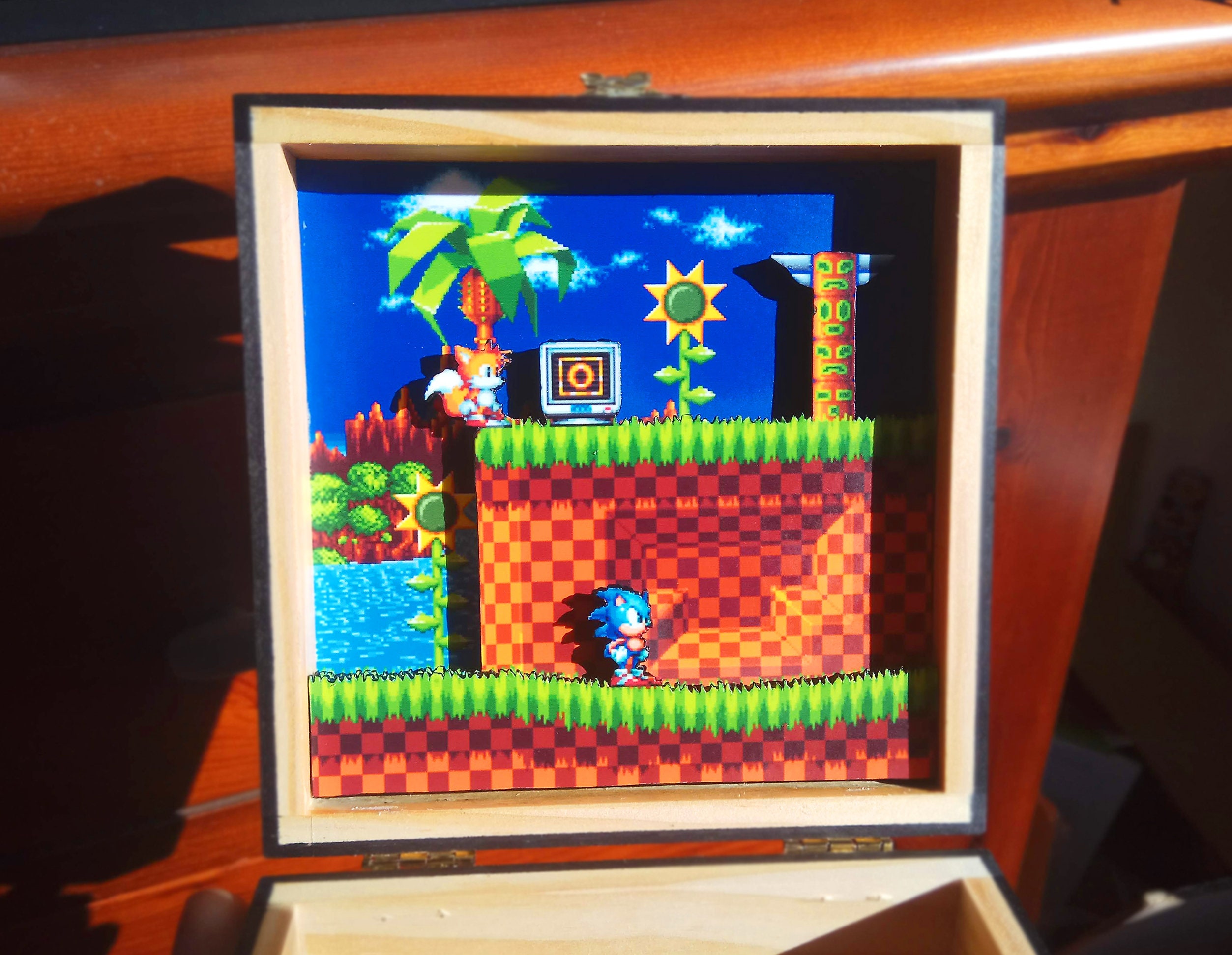 Sonic Wood and Crystal Resin Box Customizable With Diorama or - Etsy