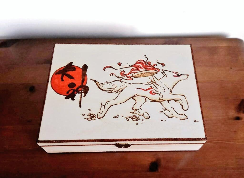 Okami Wooden Box Pyro-engraved. Video Games - Etsy