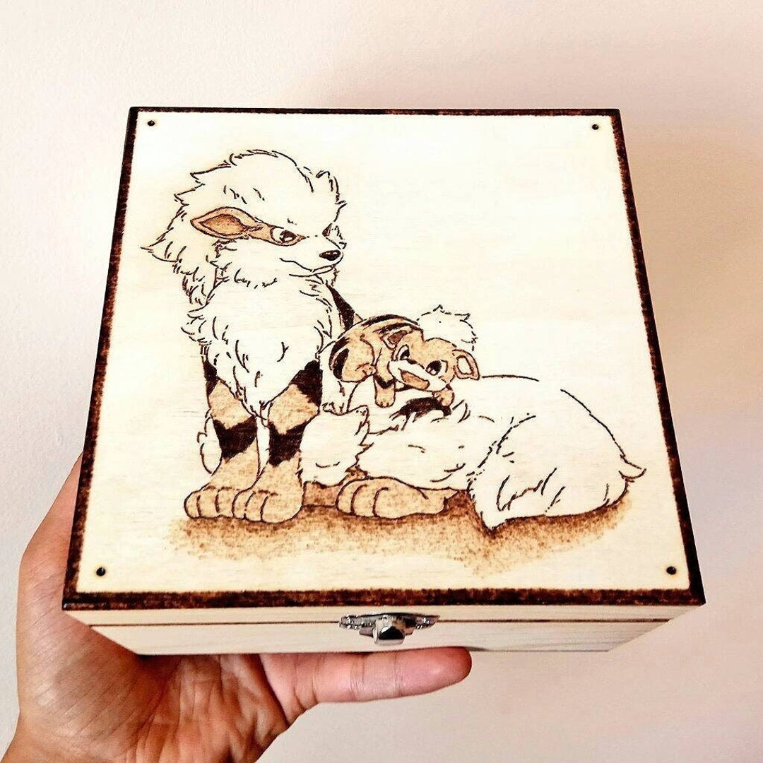 Pokemon Wooden Box, Pyrography, Arcanine & Growlithe. Pokemon Birthday ...
