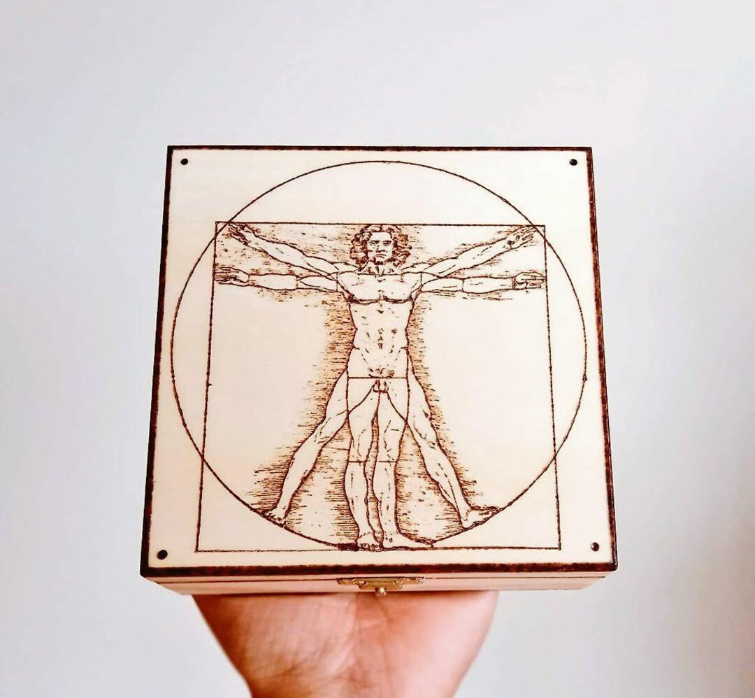 Leonardo Da Vinci Wooden Box Vitruvian Man. Pyrography - Etsy