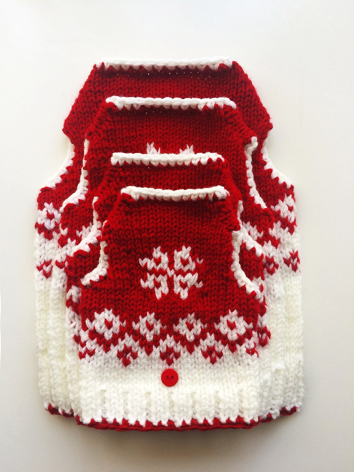 Snowflake Pattern Matching Sweater for Cats, Pet and Human Clothes, Red ...