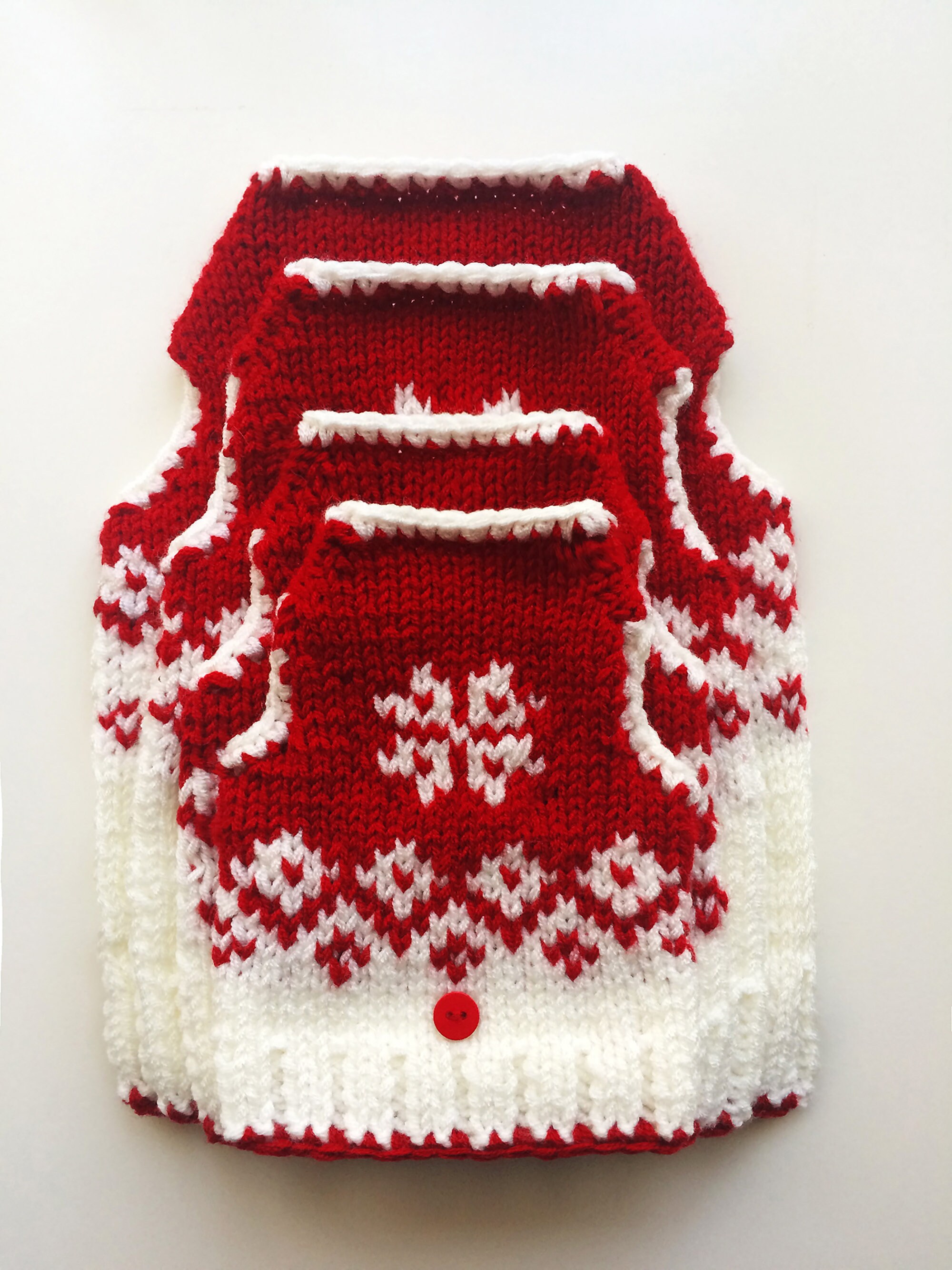 Snowflake Pattern Matching Sweater for Cats, Pet and Human Clothes, Red ...
