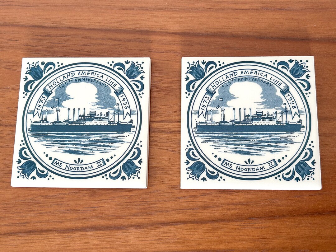 Pair Vintage 'holland America Line' Tiles/ Coasters Loyalty Scheme ...