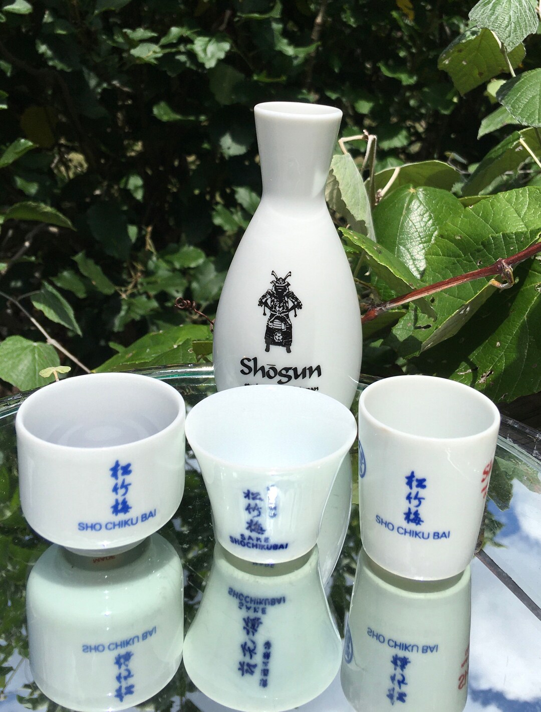Vintage Japanese Sake Bottle/wine Carafe With 3 Figural Shot Glasses ...