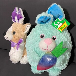 NEW With TAG Squishable Fluffy Bunny/easter Bunny/green Rabbit Plush Toy/purple Carrot/stuffed ...