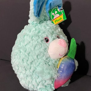 NEW With TAG Squishable Fluffy Bunny/easter Bunny/green Rabbit Plush Toy/purple Carrot/stuffed ...