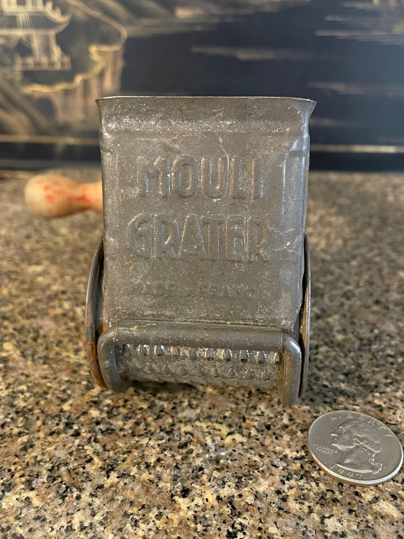 Vintage Mouli Grater With Red Wood Handle/cheese/garlic/ginger Grater ...