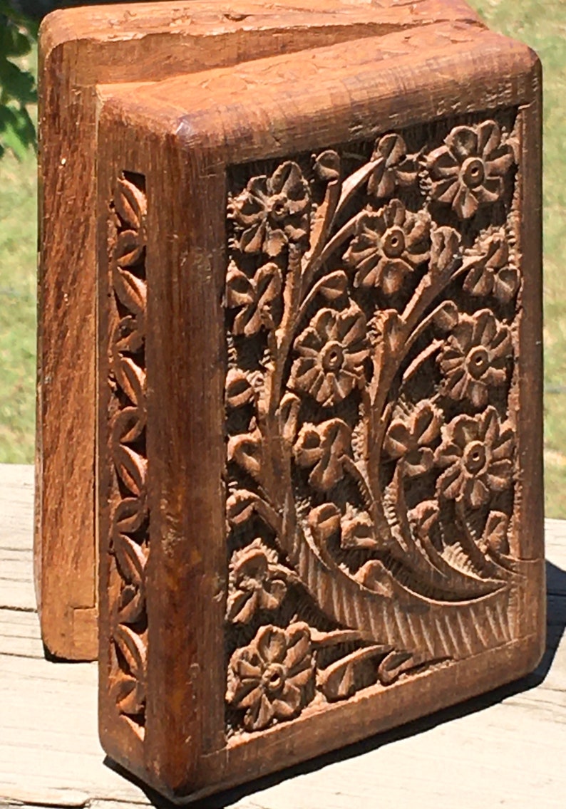 Vintage Hand Carved Wooden Box/solid Wood Keepsake Box/ornate | Etsy