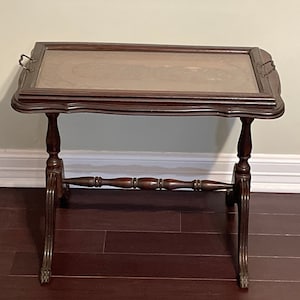Antique Vintage Carved Wood Butler’s Table/removable Glass Tray Table ...