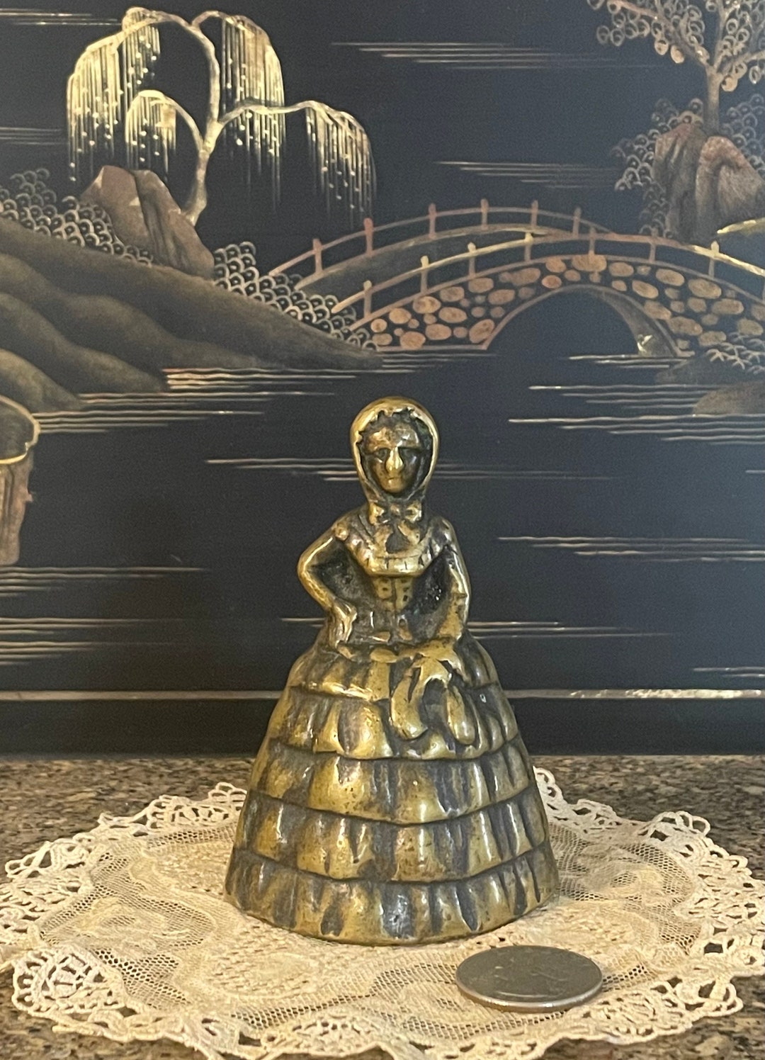 Brass Lady Bell/vintage Brass Bell/ Hand Held Brass Bell/lady Bell ...