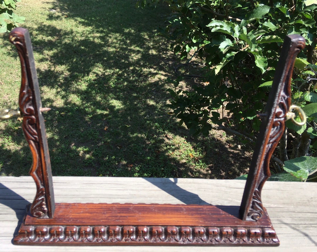 Vintage Hand Carved Solid Wood Pedestal Frame/ornate Wooden Swivel ...