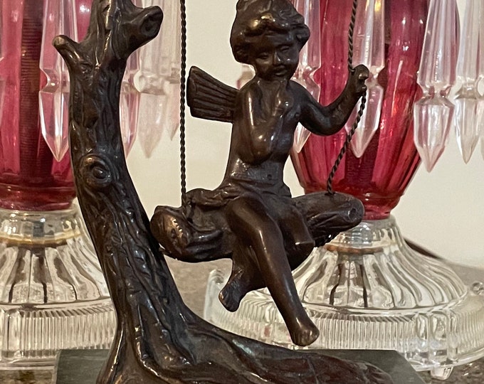Vintage Auguste Moreau Signed Bronze Sculpture/fairy on Tree Swing ...