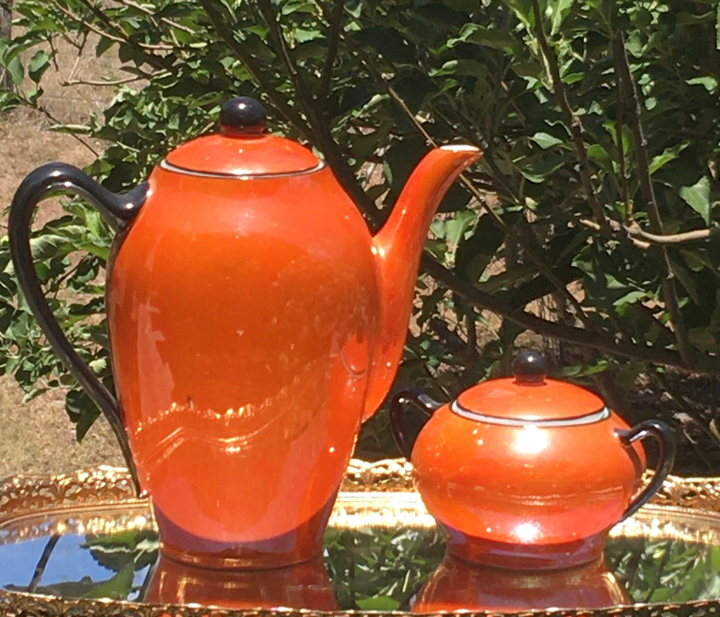 Vintage ART DECO Orange Lusterware Coffee Set/rudolf Wachter | Etsy