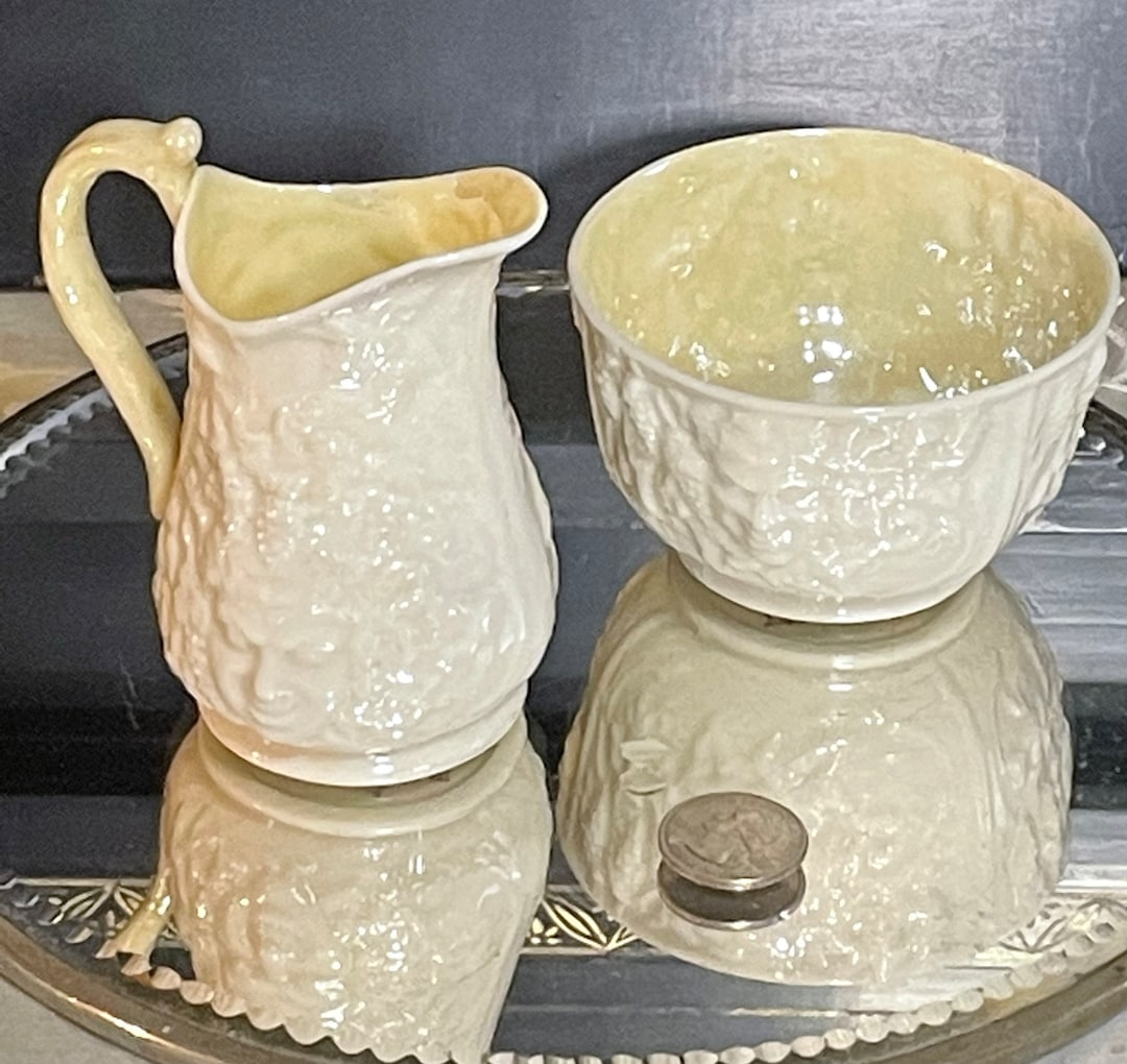 Vintage Belleek Ireland Porcelain Creamer and Sugar Bowl/belleek ...