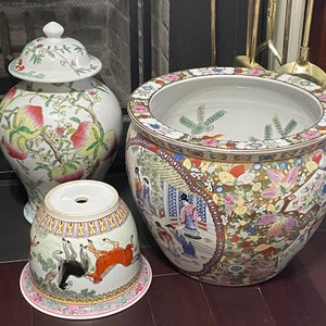 Vintage Oriental Chinese Decorative Planter/hand Decorated Ceramic ...