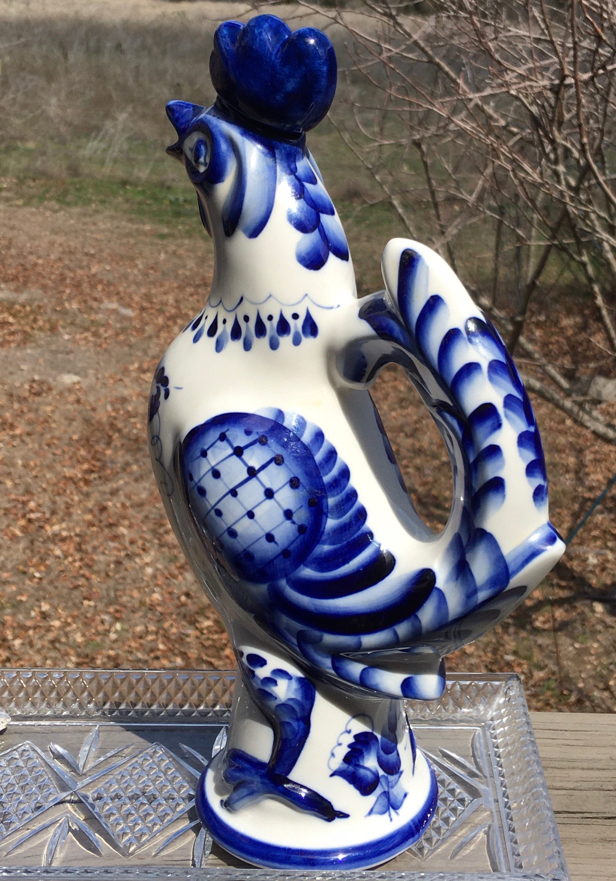 Vintage Gzhel Figural Decorative Pitcher/Blue and White Hand | Etsy