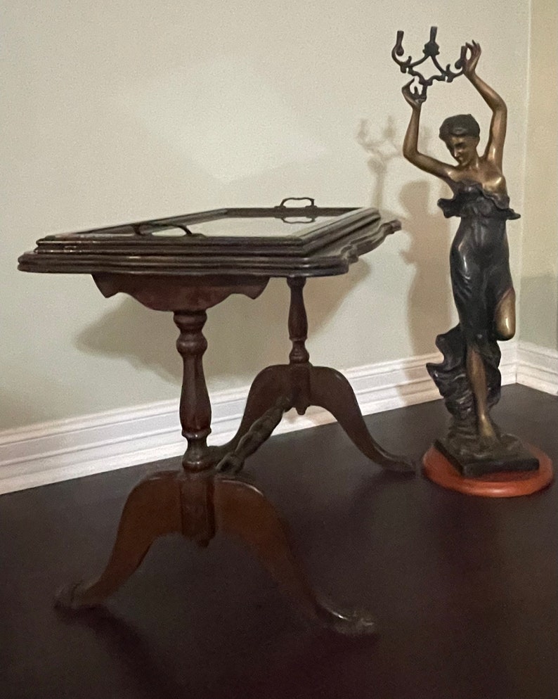 Antique Vintage Carved Wood Butlers Table/removable Glass - Etsy