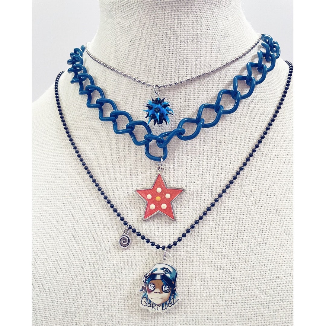 Gorillaz Necklace Band Music Jewelry Black Cord Swirl Charms See Last ...