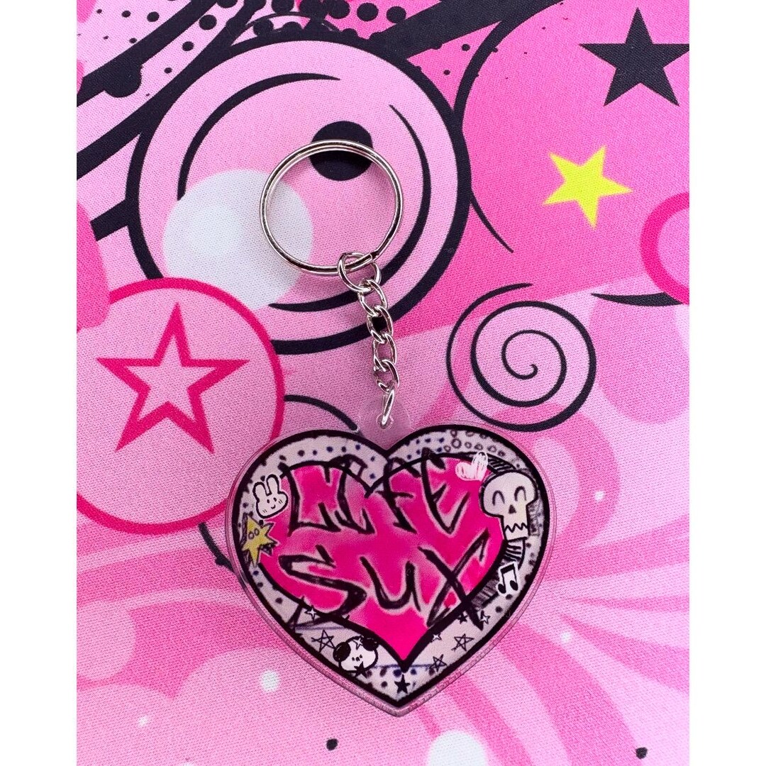 Life Sux Emo Keychain Y2k Necklace Scene Jewelry - Etsy