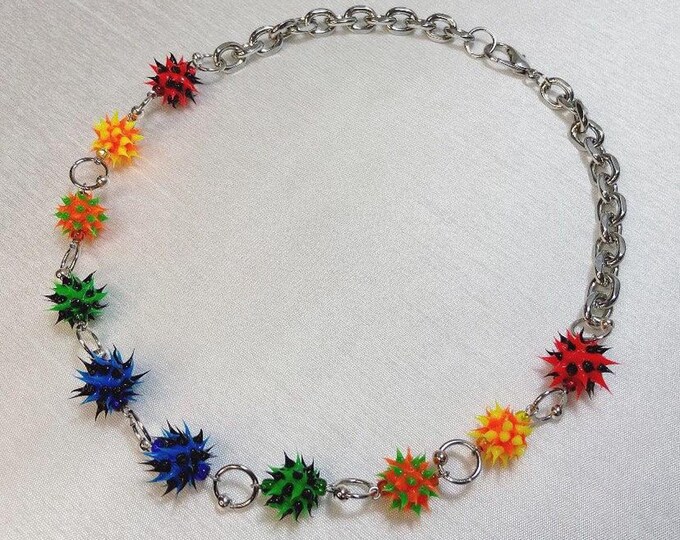 Y2k 90s Style Jelly Spike Ball Piercing Necklace Spike Jewelry Neon ...