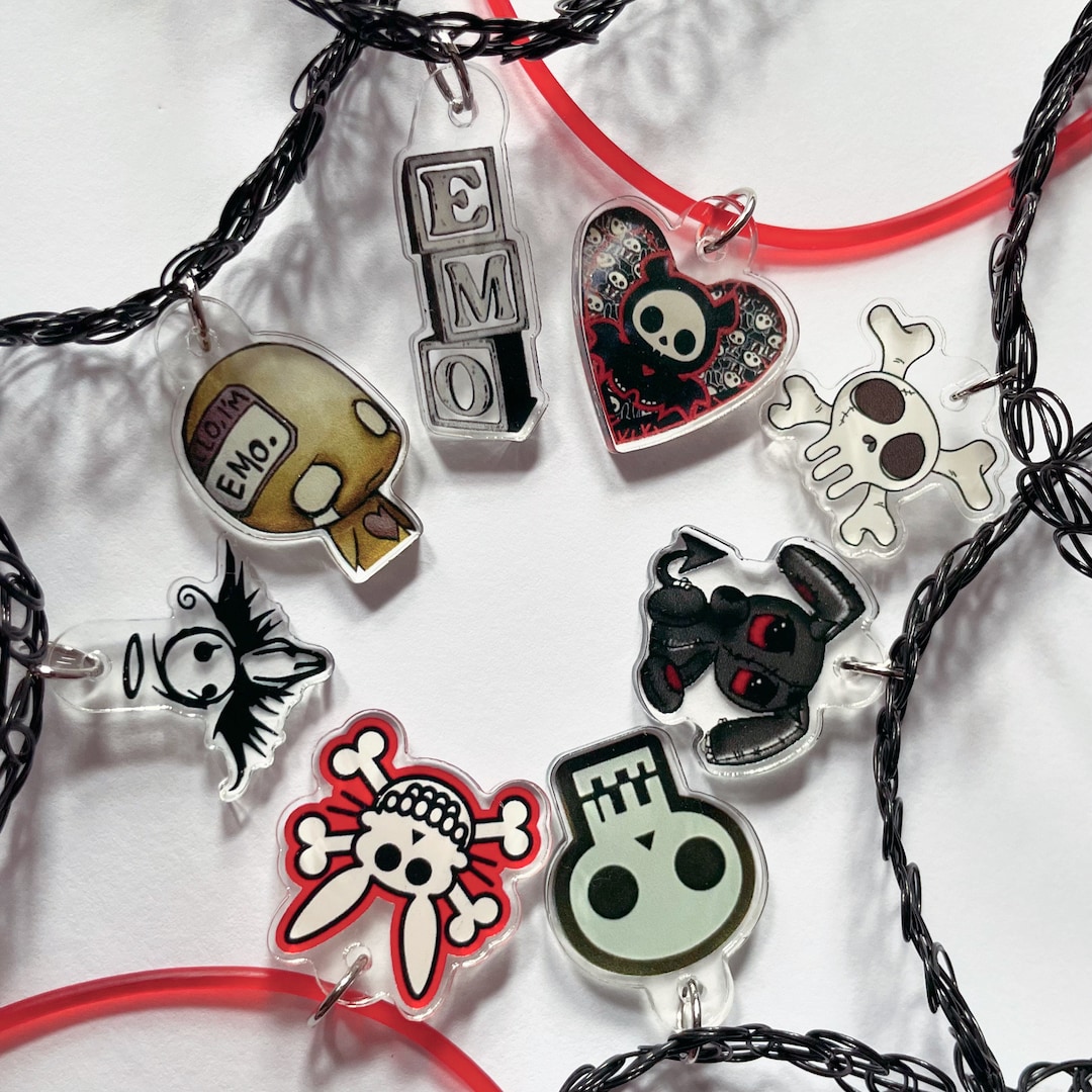 Restocked! Emo Necklace Tattoo Choker Early 2000s Jewelry Goth Charm - Etsy