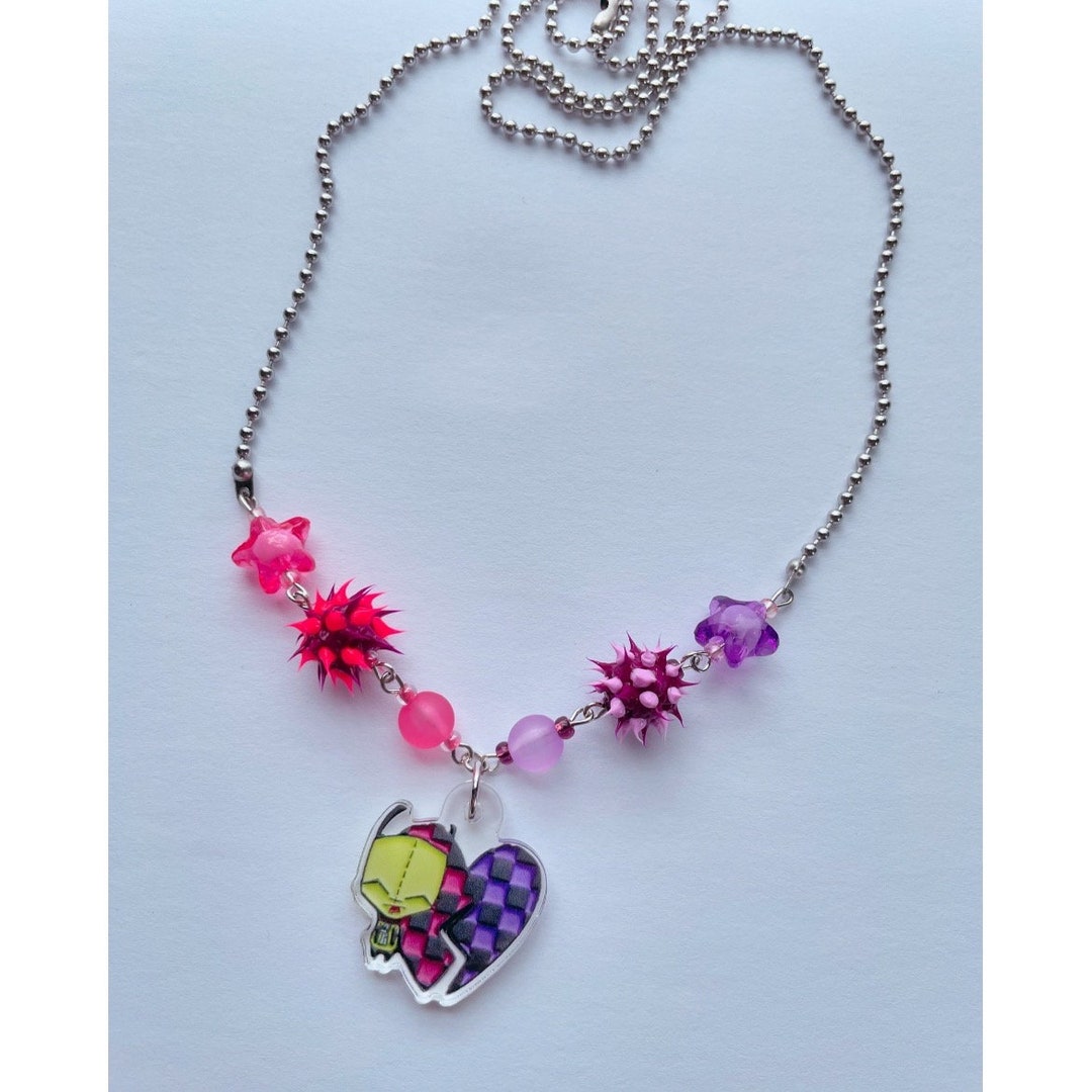 Invader Zim Gir Necklace Broken Heart Charm Emo Scene Jewelry Cartoon ...