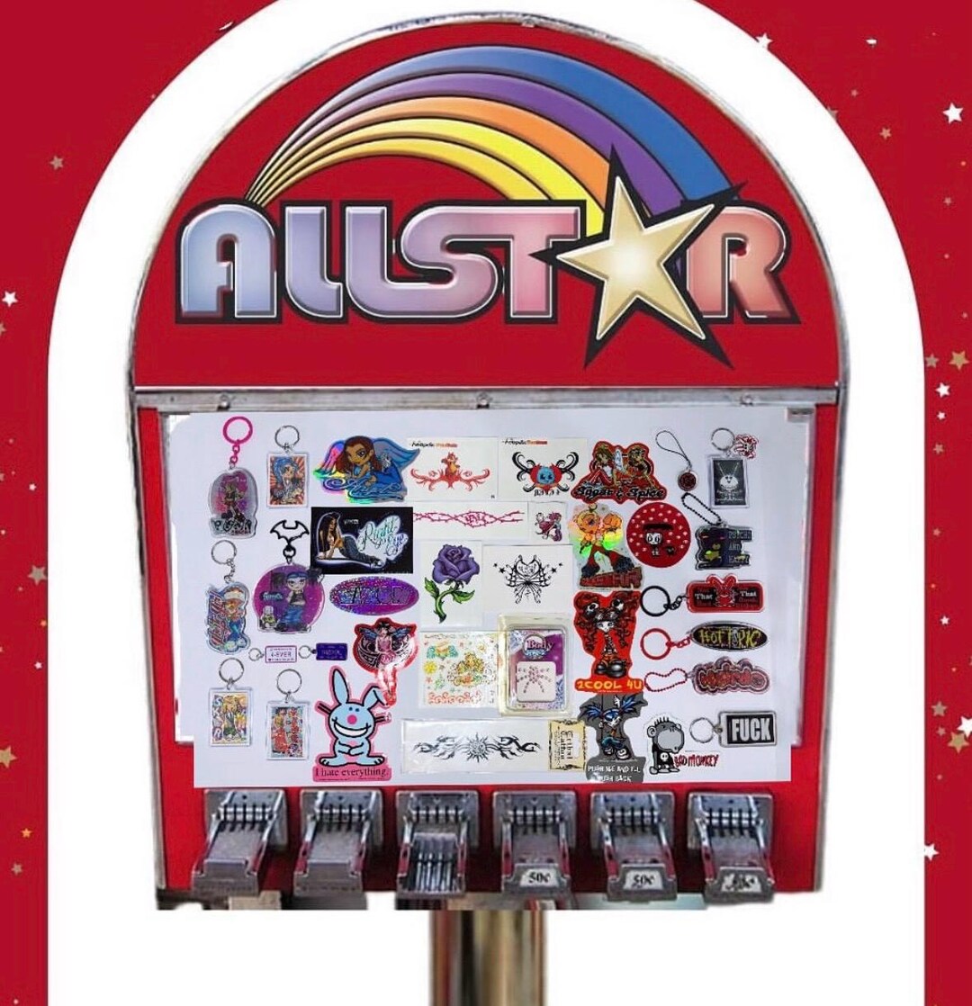Allstar Sticker Machine Y2k Keychains 90s Holographic Stickers Style Happy Bunny Emily the ...