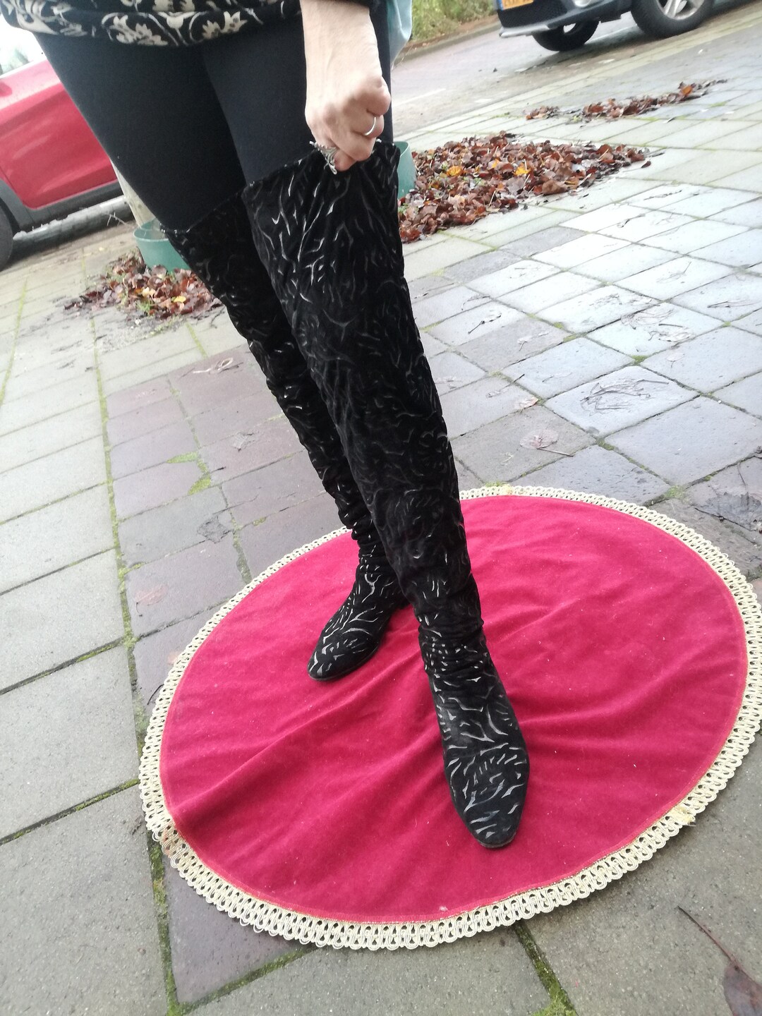 Botas negras vintage overknee tacones planos - Etsy México