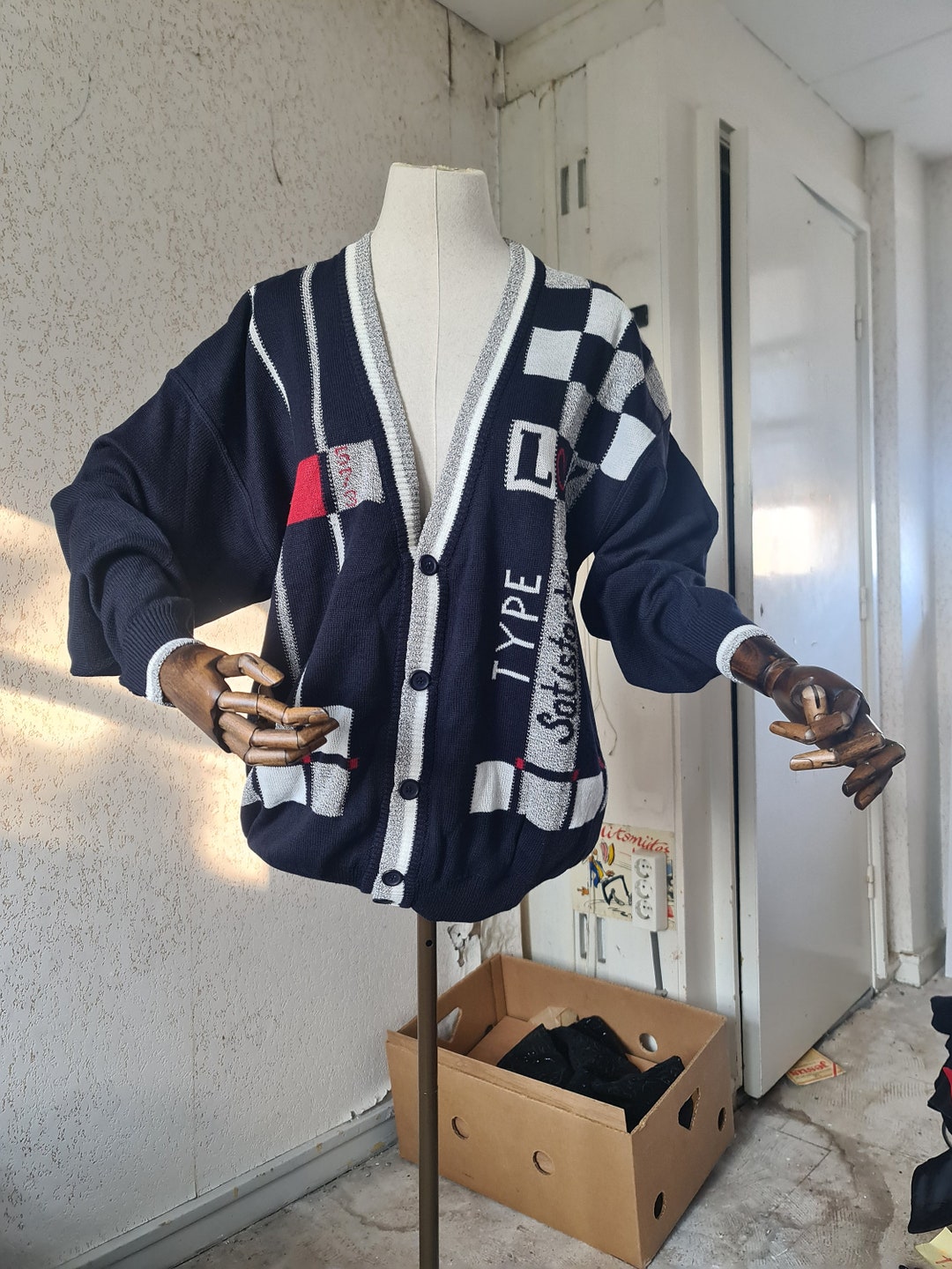 ALLORA cardigan deadstock vintage de Bosch 80s suéter loco 1980 vintage ...