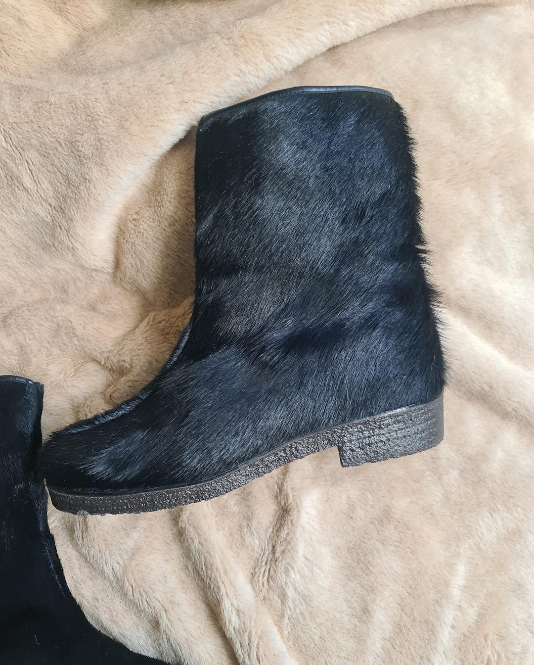 Snow Boots Cow Skin Apres Ski Vintage Size 9,5 on Shoe - Etsy