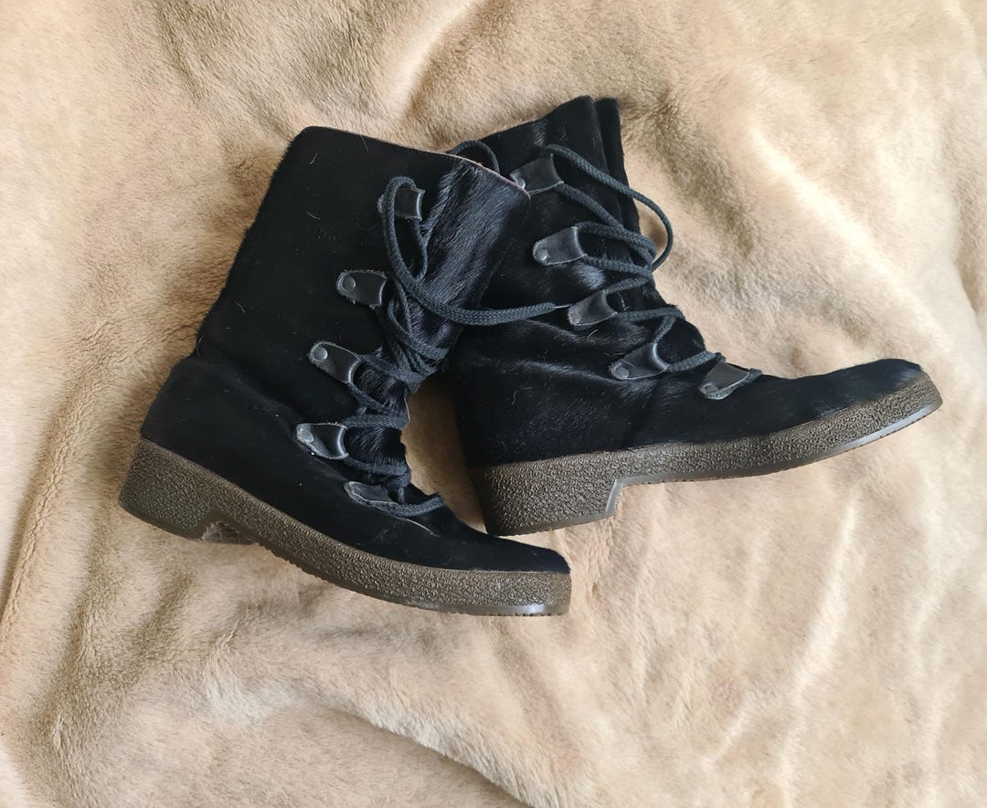 Snow Boots Cow Skin Apres Ski Vintage Size Eu 38,5 to 39 - Etsy