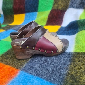 1960s 1970s Vintage Clogs Platform Wooden Sandals Leather Woodstock ...