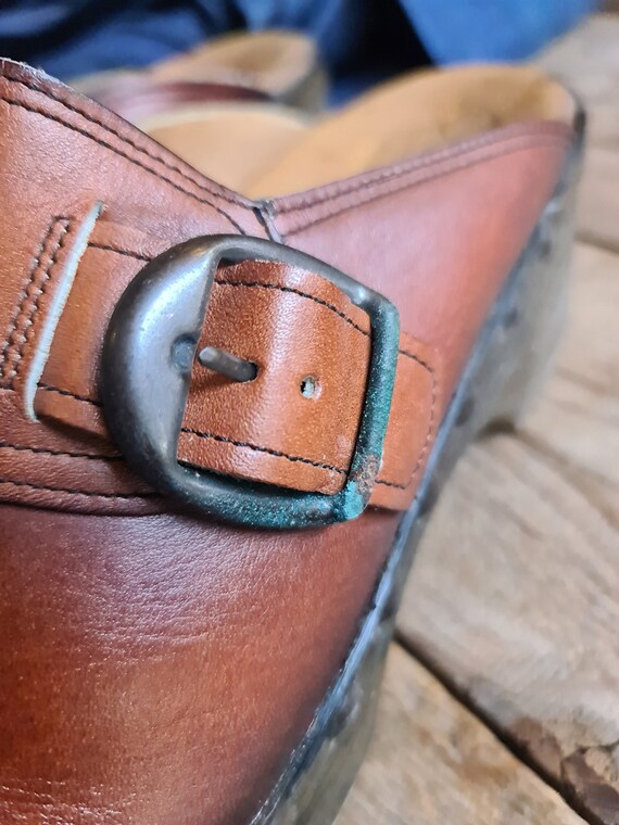 1960s vintage clogs platform sandals leather woodstoc… - Gem