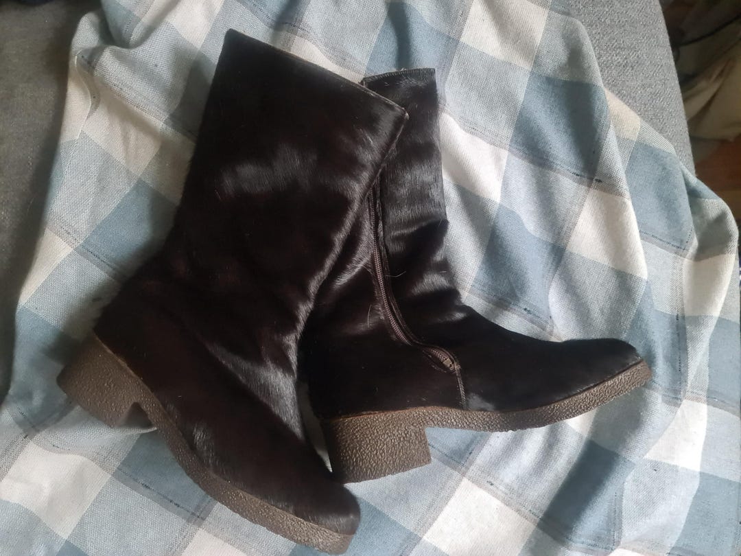 Apres Ski Snow Boots Cow Skin Vintage - Etsy