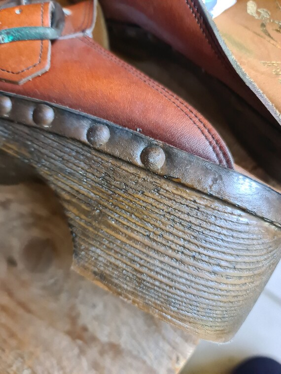 1960s vintage clogs platform sandals leather woodstoc… - Gem
