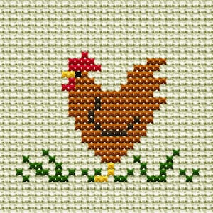 Little Brown Hen, Cross Stitch Chicken Pattern, Simple Stitching, Easy ...