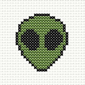 Miniature Alien Head, Spacey Cross Stitch Pattern, Simple X Stitch ...