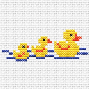 Cute Rubber Ducks Cross Stitch Pattern, Simple X Stitching, Tiny Motif ...