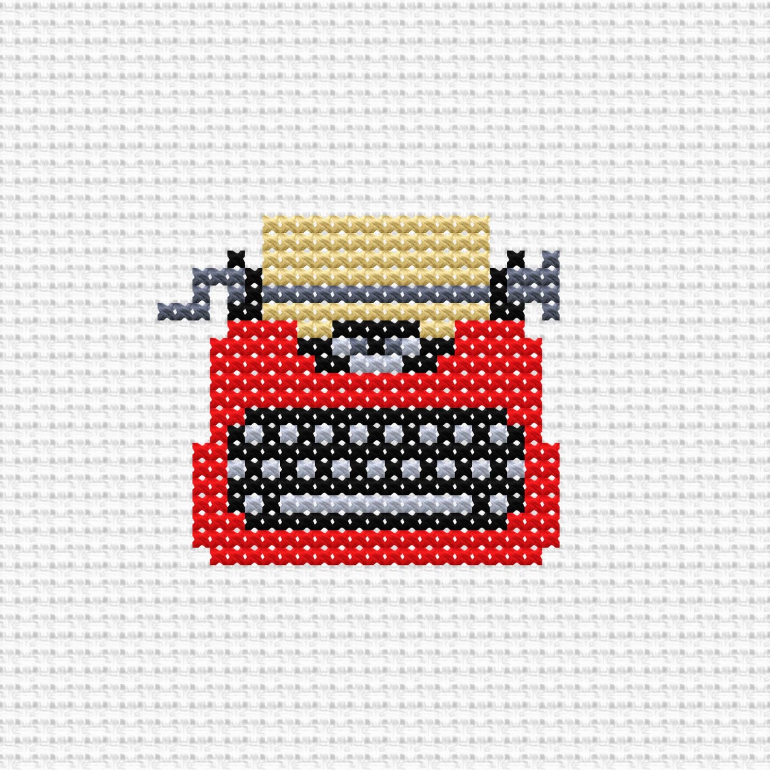 Retro Typewriter Cross Stitch Pattern, Vintage Office Decor, Easy for ...
