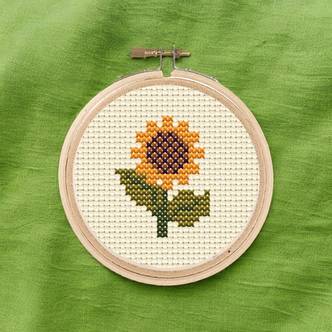 Sunflower, Modern Cross Stitch Pattern, Easy for Beginners, Rustic ...