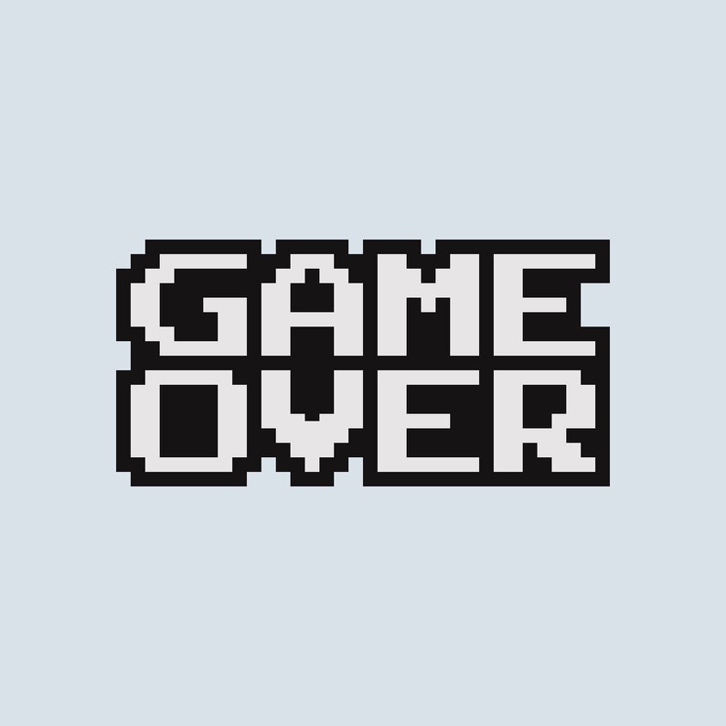 Game Over Cross Stitch Pattern Chart, Retro Gaming Wall Art, Gamer ...