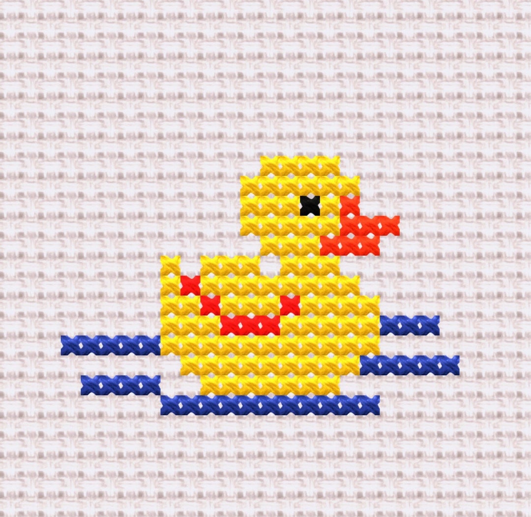 Cute Rubber Duck, Cross Stitch Pattern, Simple X Stitching, Tiny Motif ...